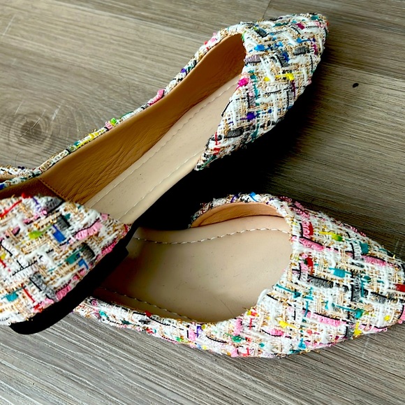 Shoes | Multi Color Fashion Trend Flats With Golden Sparks In Tweeds ...